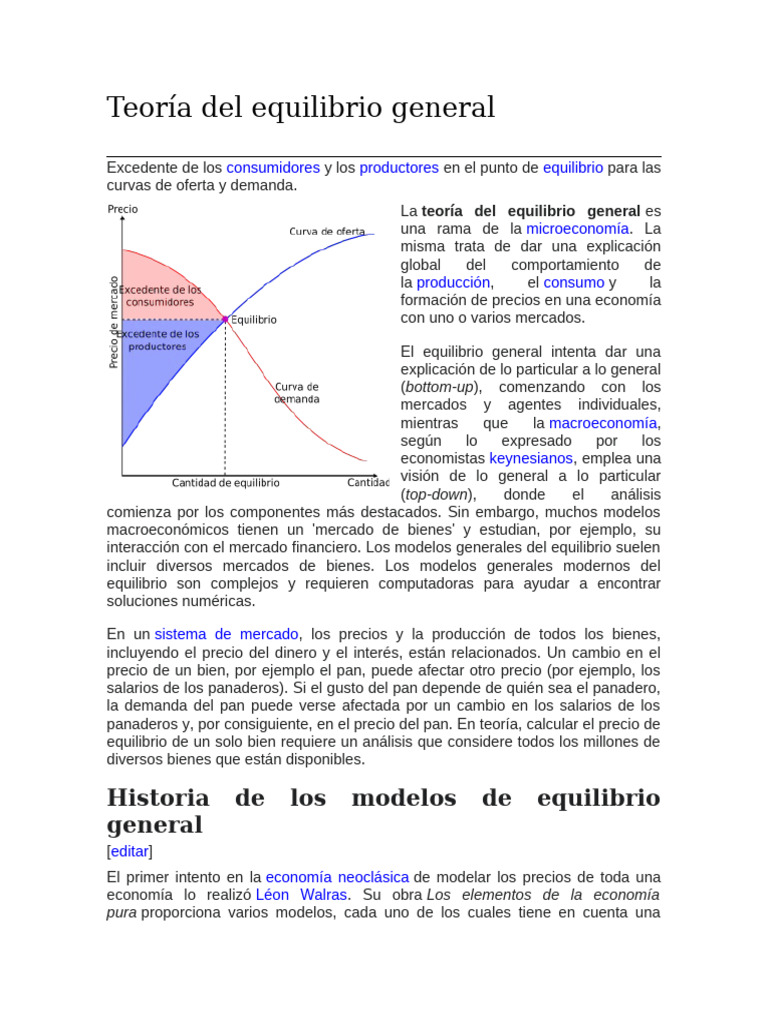 Teoría del Equilibrio General en Economía | PDF | Teoría del equilibrio ...