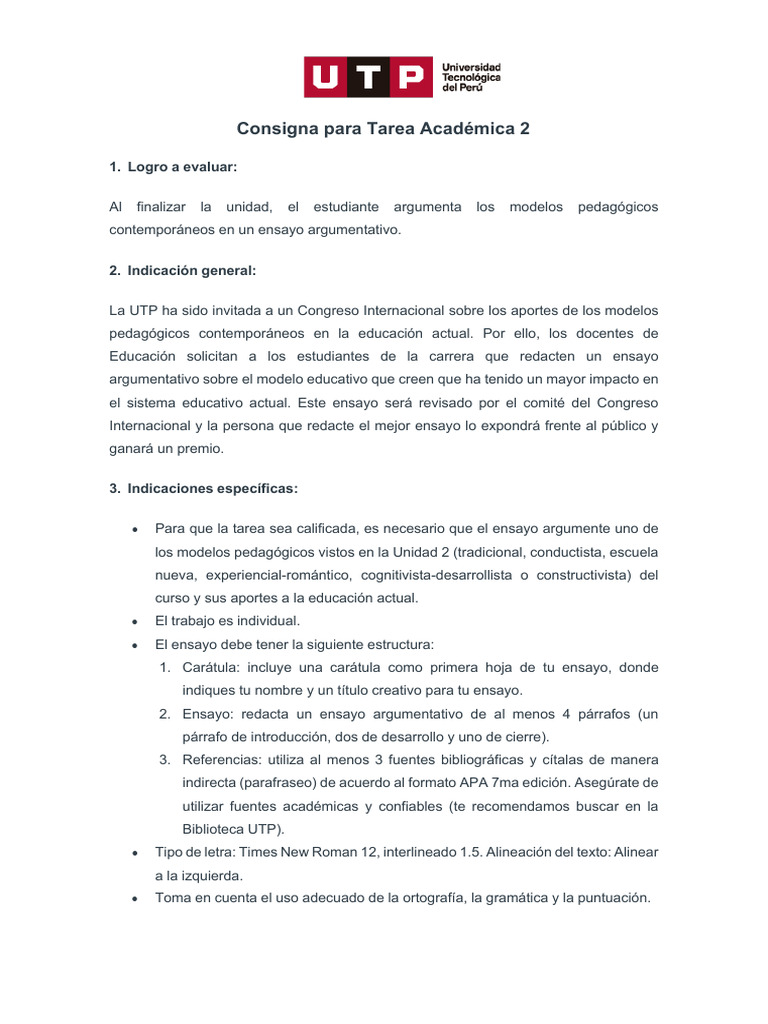 Ta2 Indicacione | PDF | Ensayos | Puntuación