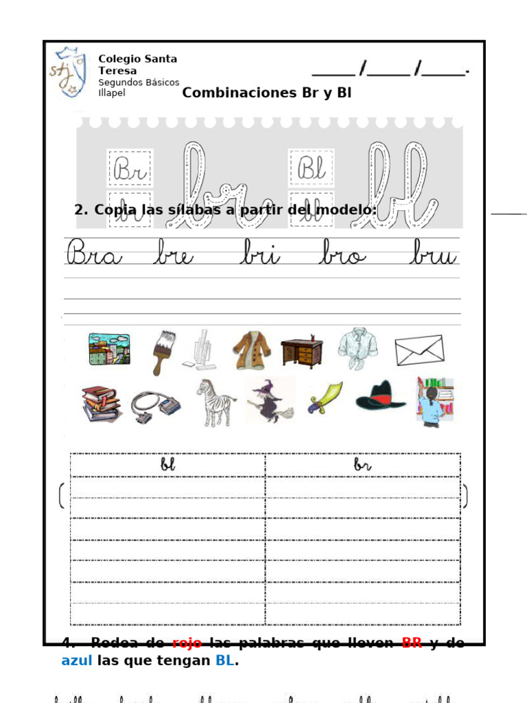 FICHA Grupos Consonantico BR y BL | PDF