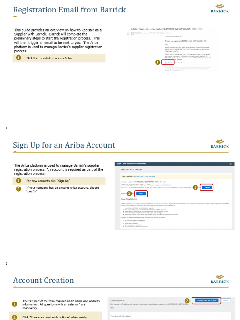 Barrick Supplier Registration Guide | PDF | Joint Venture