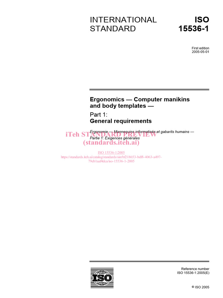 51 ISO-15536-1-2005 Ergonomics-Computer Manikins | PDF | Usability ...
