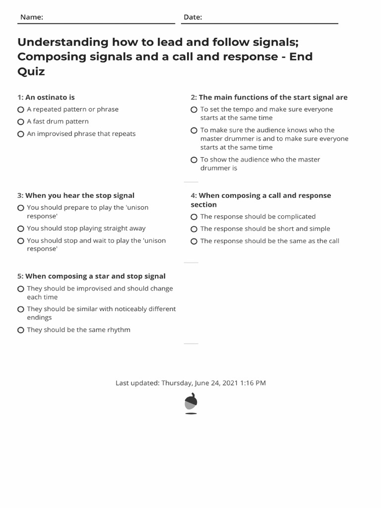 Exit Quiz Questions | PDF