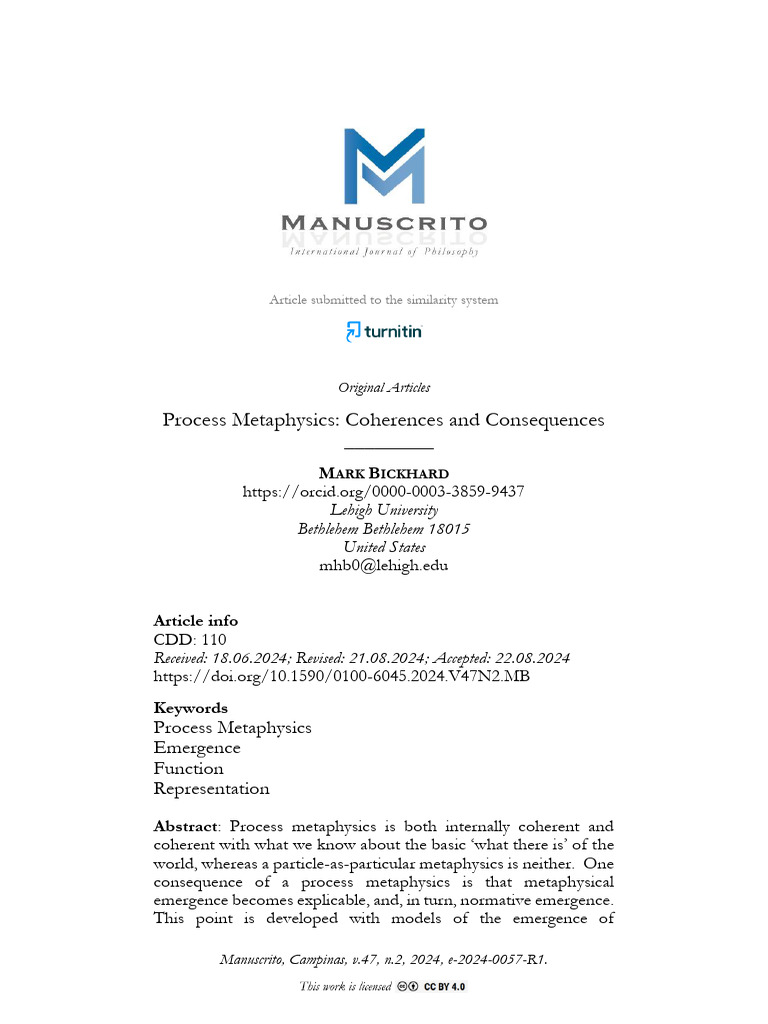 Bickhard - Process, Coherence, Emergence - Manuscrito | PDF ...