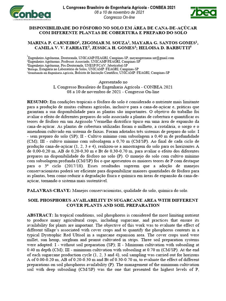 CONBEA 2021 - Resumo Expandido | PDF | Agricultura | Solo