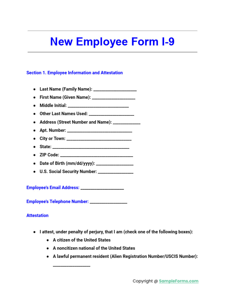New Employee Form I-9 | PDF