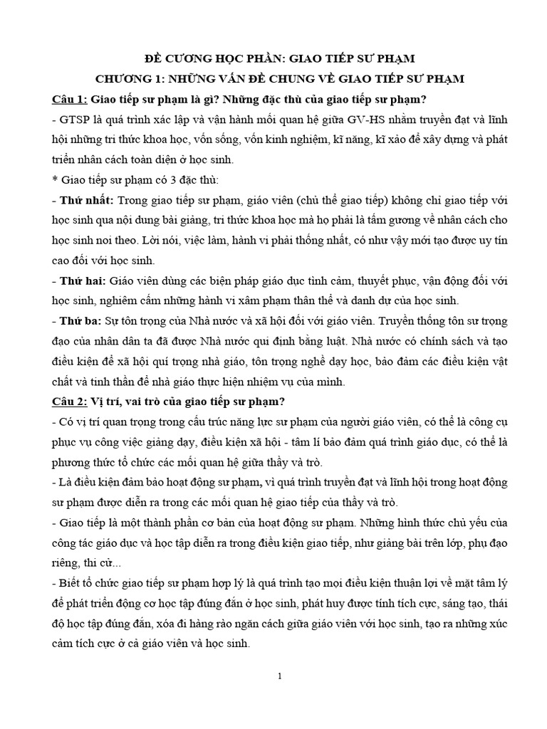 Đề Cương Học Phần GTSP | PDF