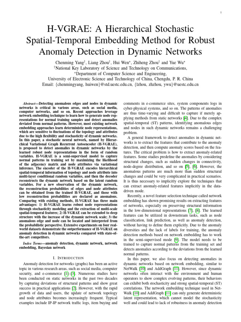H-VGRAE - A Hierarchical Stochastic Spatial-Temporal Embedding Method For Robust Anomaly ...