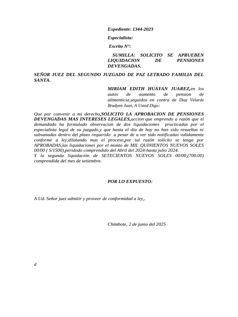 Apruebe Liquidacion JHARED | PDF