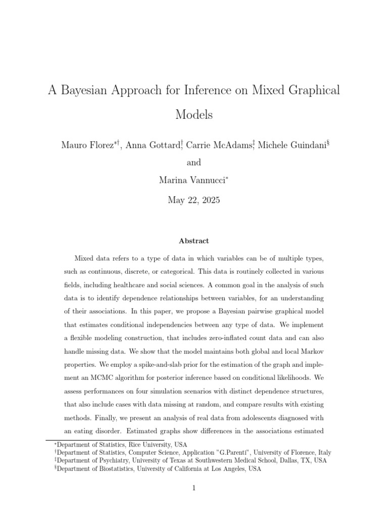 A Bayesian Approach For Inference On Mixed Graphical Models | PDF ...