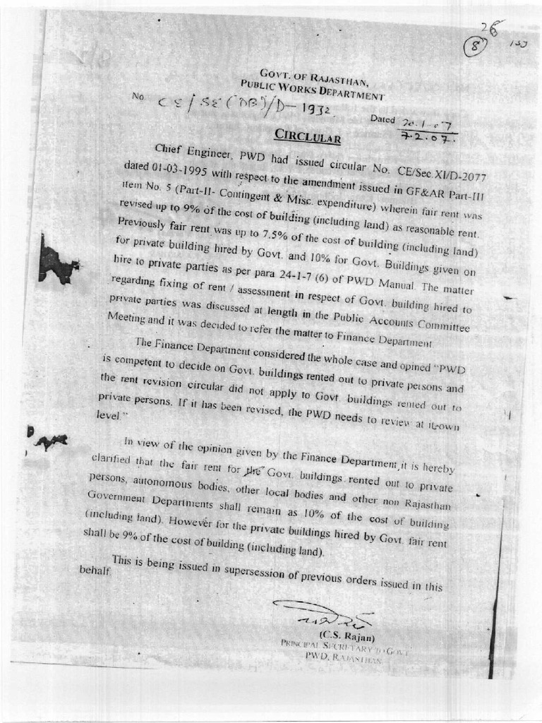 Rent Assessment Circular | PDF