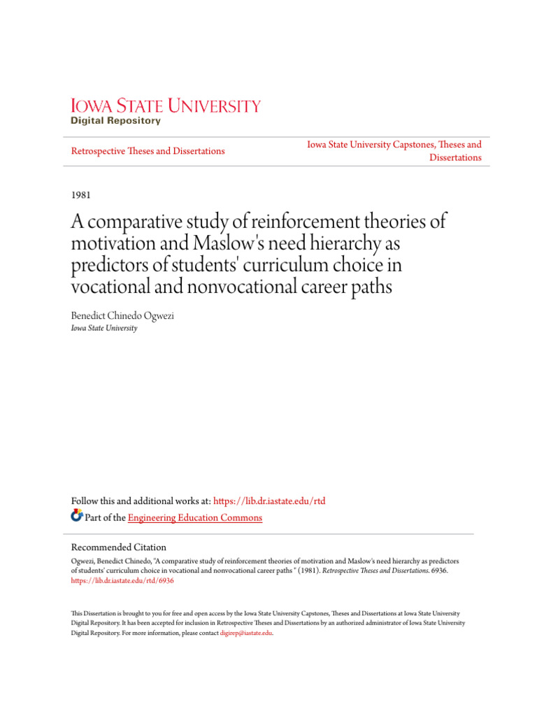 A Comparative Study of Reinforcement Theories of Motivation and M | PDF ...