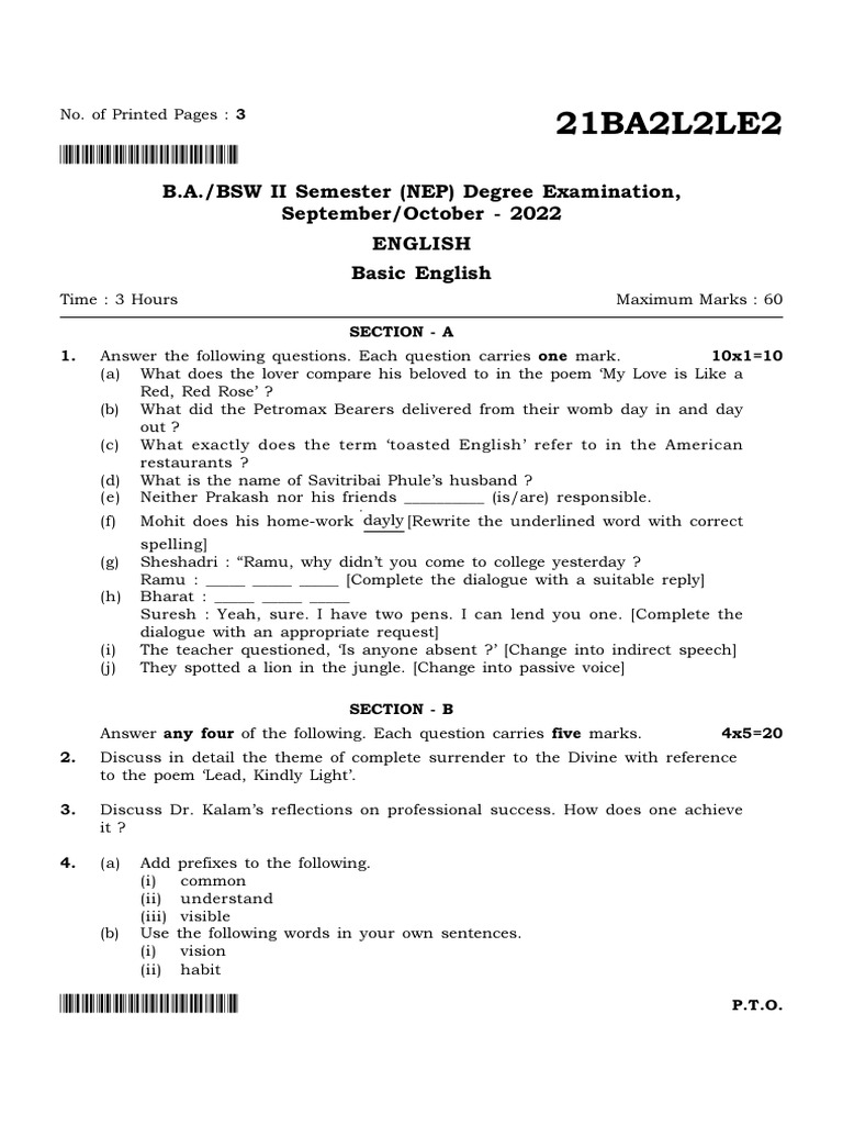 21BA2L2LE2 Basic English | PDF