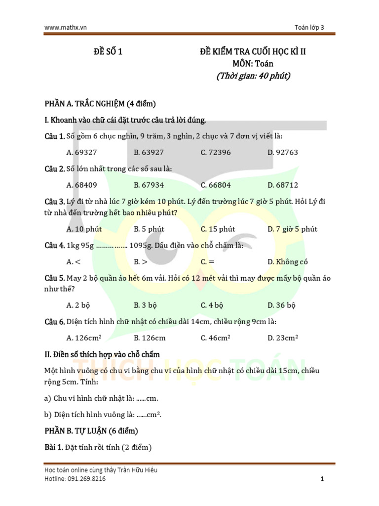 10 Đề Thi Cuối Kì 2 Lớp 3 - Dapan | PDF