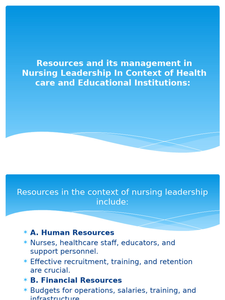 Effective Resource Management in Nursing | PDF | Nursing | Leadership