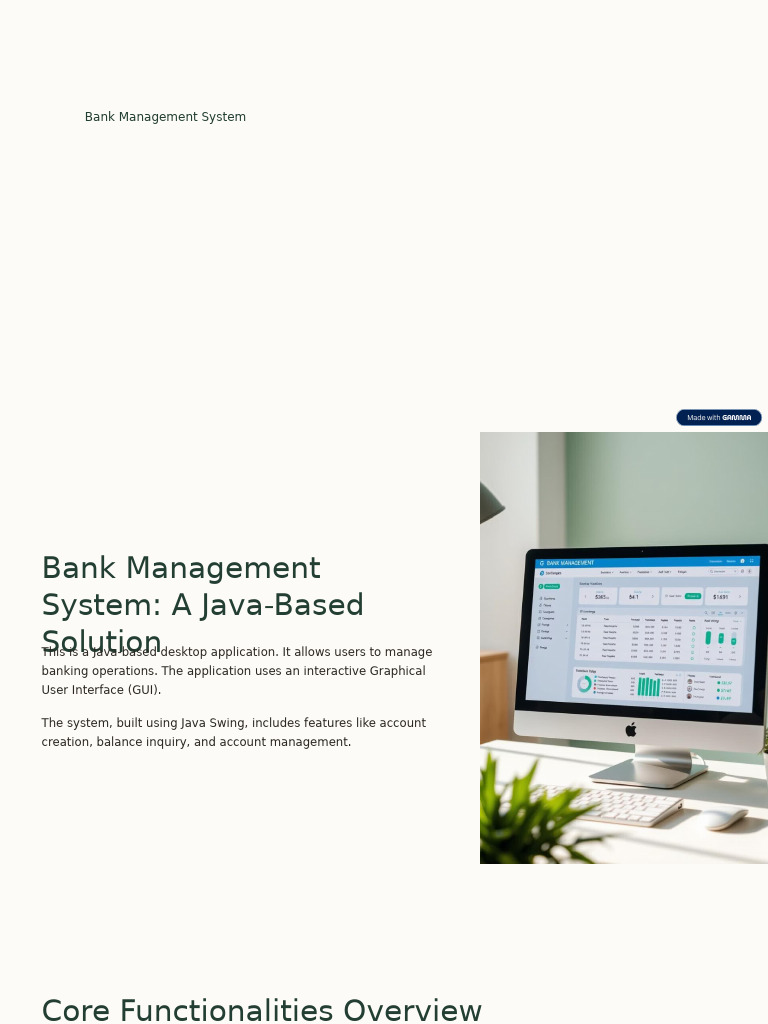 Bank Management System A Java Based Solution | PDF | Graphical User Interfaces | Database ...