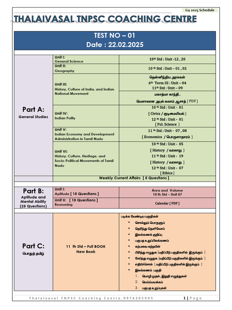 Online Test Schedule Group IV Batch - 2025 - 3 | PDF