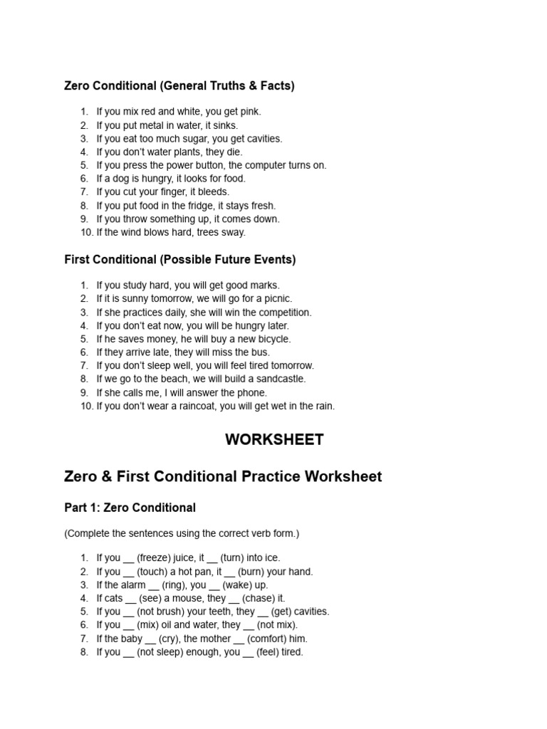 Zero Conditional (General Truths & Facts) | PDF