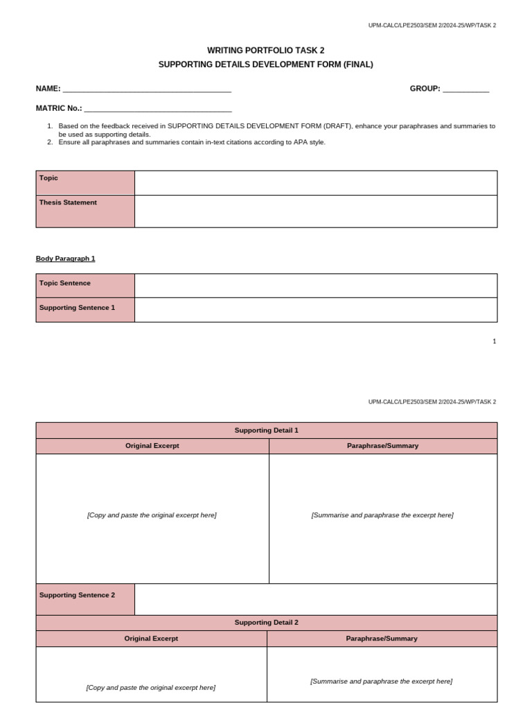 Lpe2503 Writing Portfolio Task 2 (Final) | PDF | Apa Style | Writing