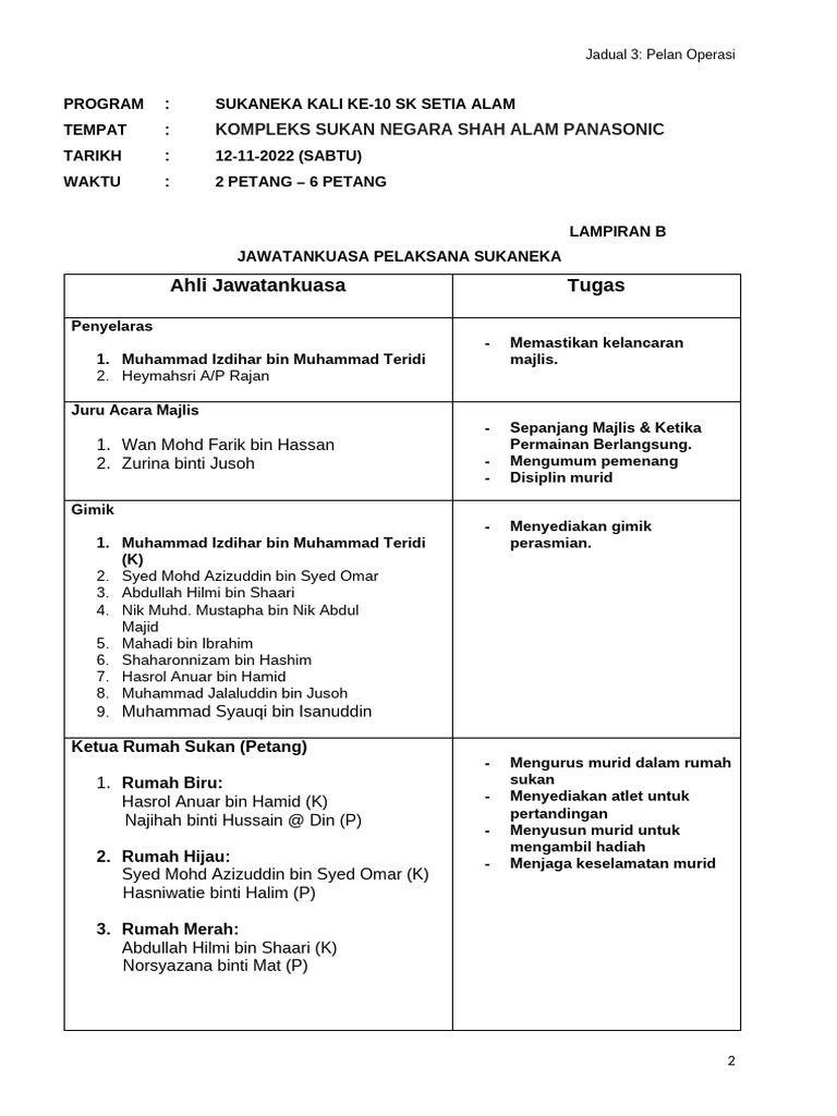 Ajk Temasya Sukaneka Tahap 1 | PDF