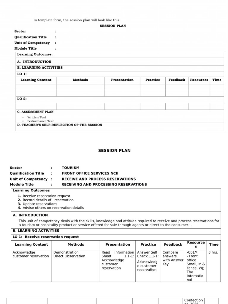 Finals Lesson 1 Session Plan Sample | PDF