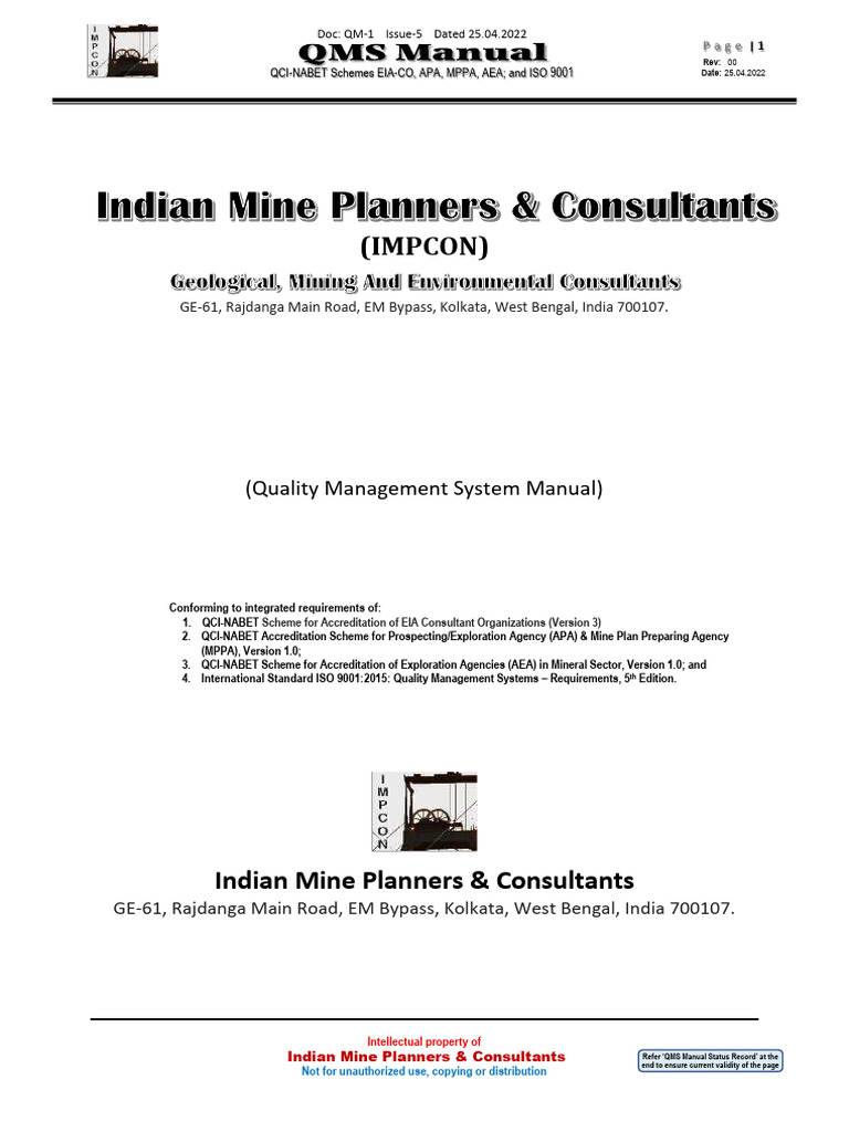 Qms Manual | PDF | Quality Management System | Geology