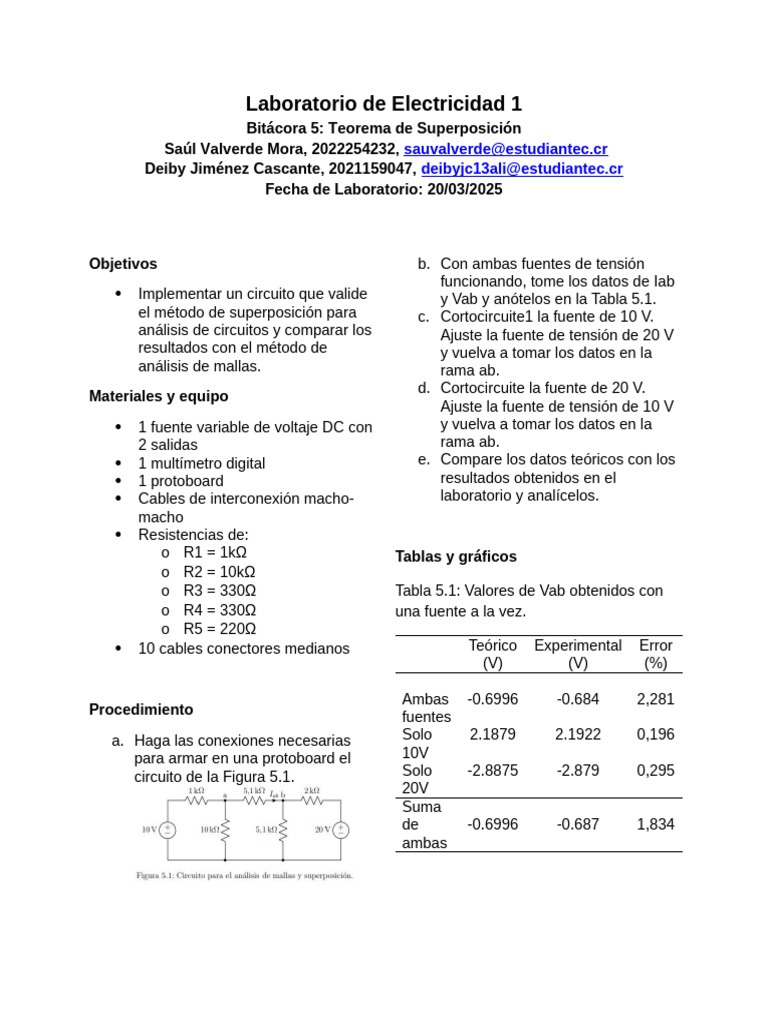 Bitacora 5 Lab Valverde Mora Cascante Jimenez | PDF | Red eléctrica | Medición
