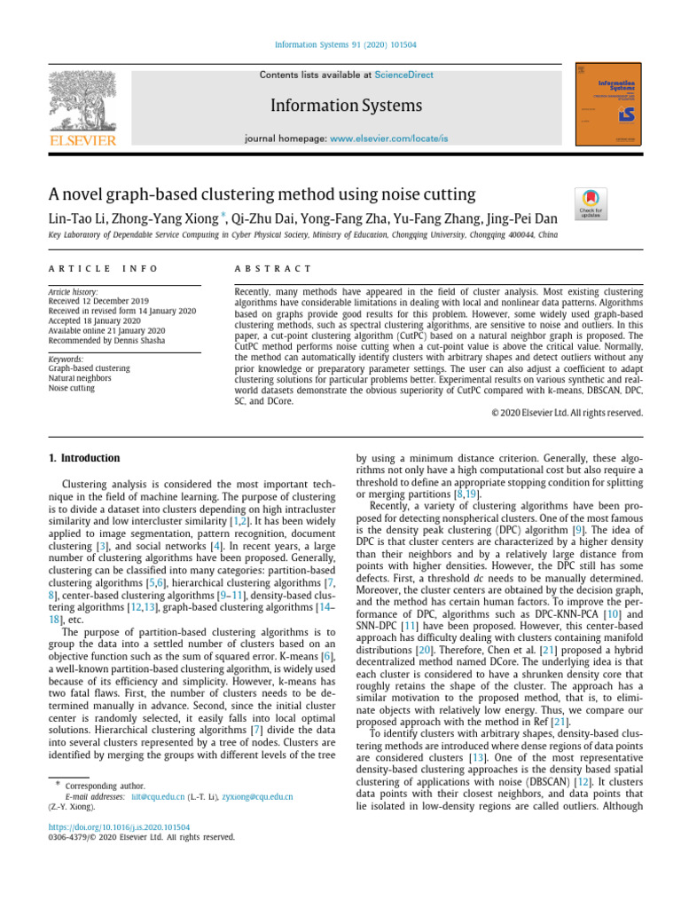 A Novel Graph-Based Clustering Method Using Noise Cutting | PDF | Cluster Analysis | Time Complexity