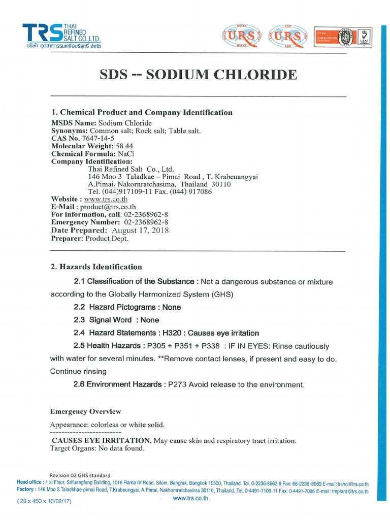 TRS MSDS | PDF