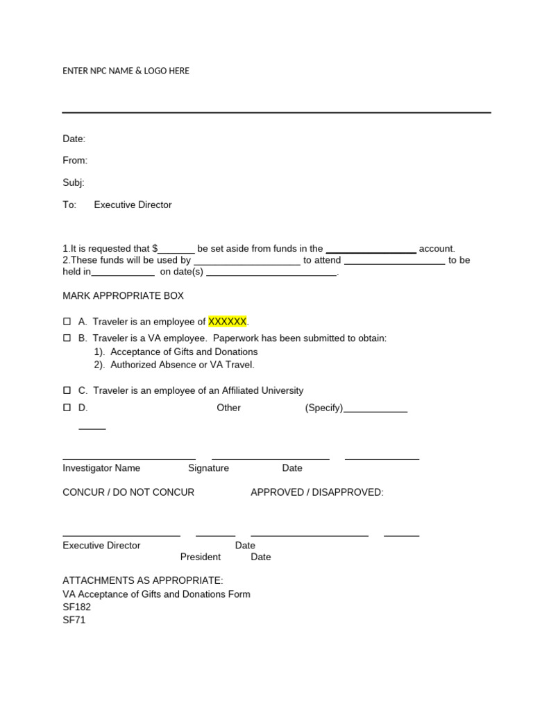 Travel Memo Request Form | PDF