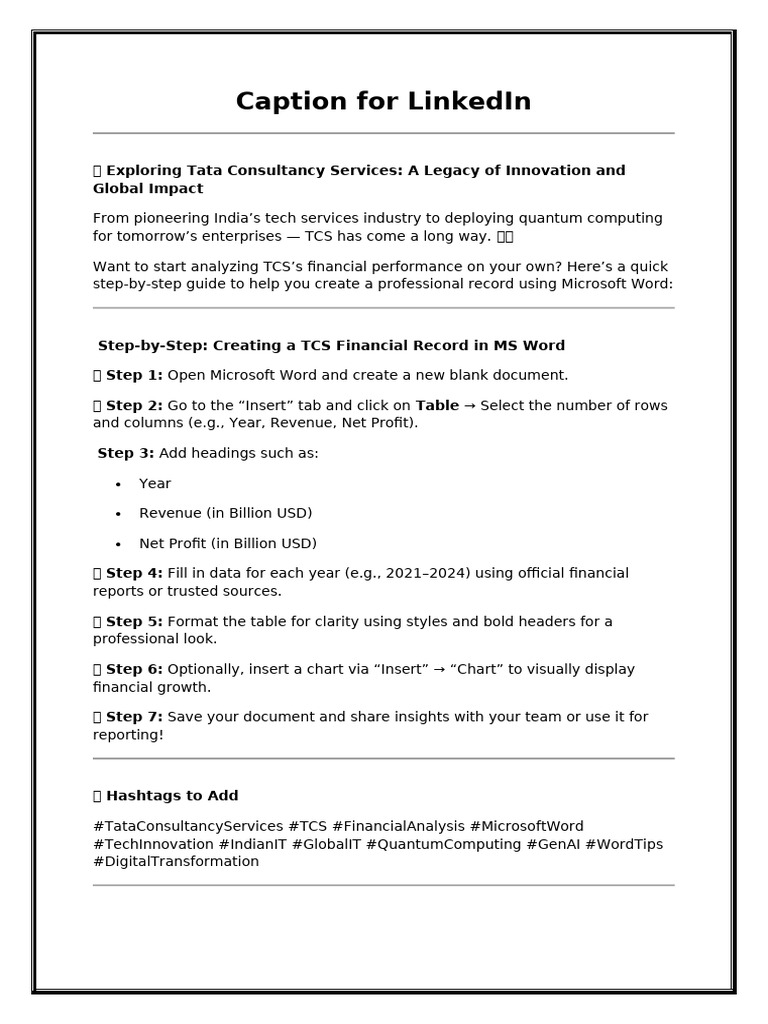 Caption For Linkedin | PDF
