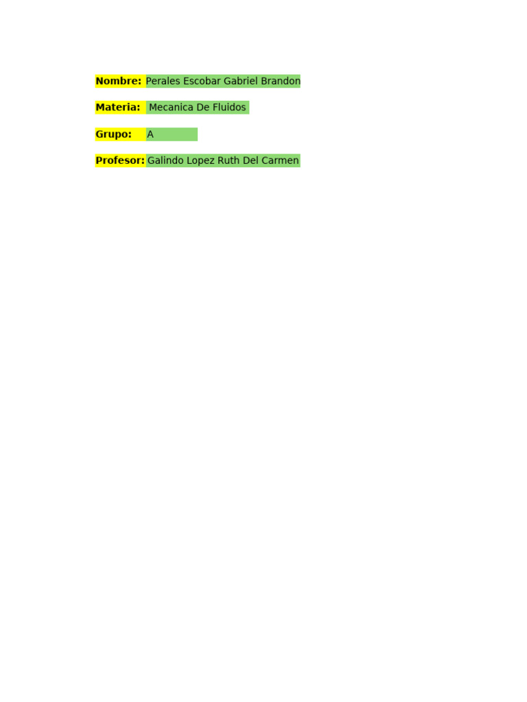 Excel 1 Perales Escobar Gabriel Brandon | PDF | Mecánica de Medios ...