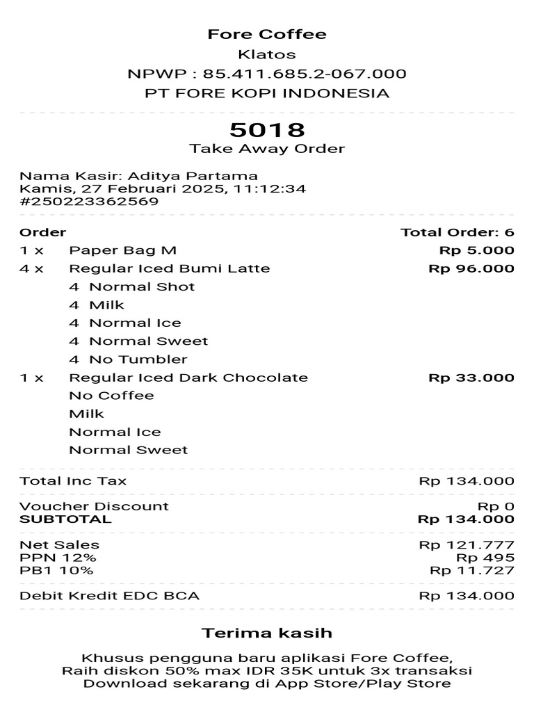 Nota Fore Coffe | PDF