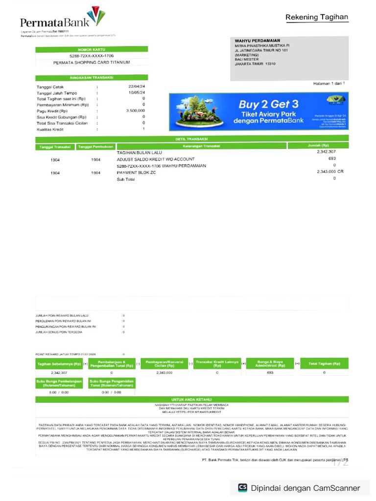 Pelunasan CC Permata | PDF