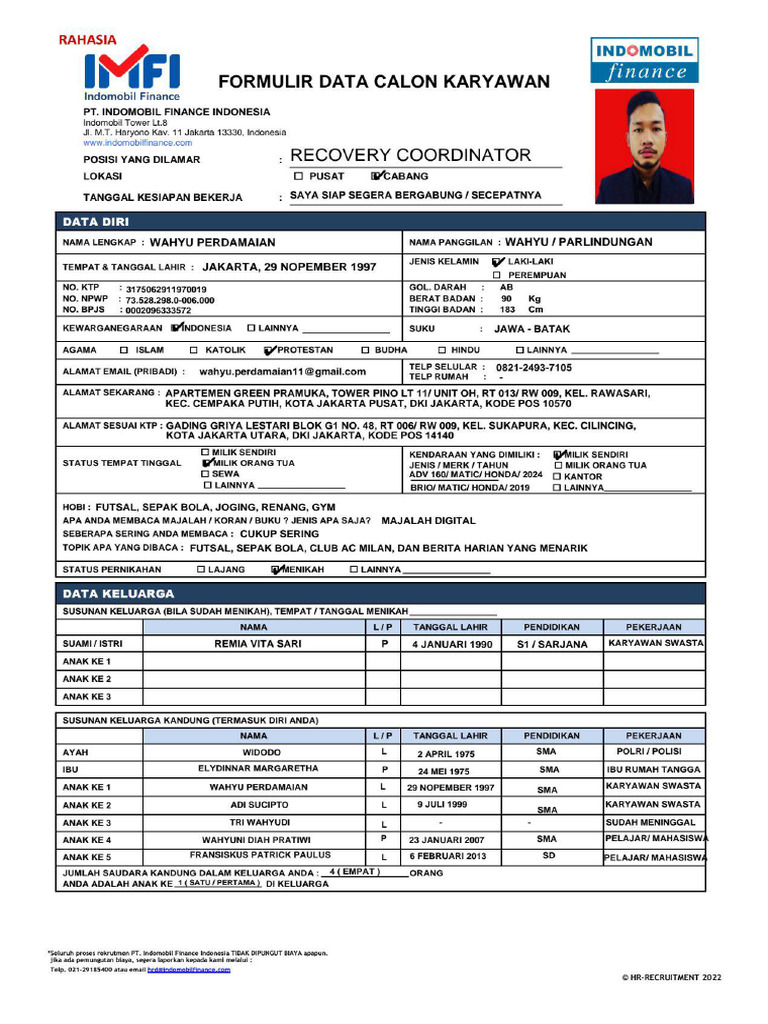 Form of Applicant Imfi Logo Baru 2024 (Wahyu Perdamaian) | PDF