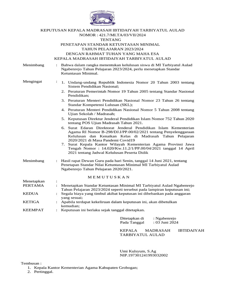 4. Skm - Sk Kriteria Kelulusan Mi Ta | PDF