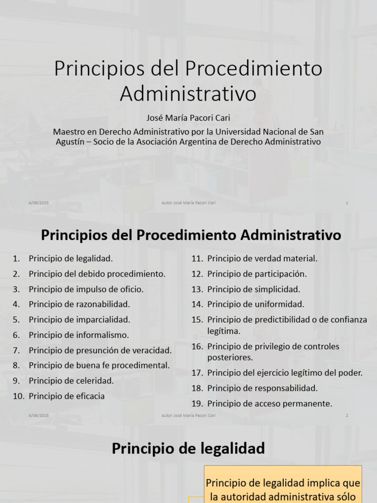 Principios Del Procedimiento Administrativo y Acto Administrativo - Autor José María Pacori Cari ...