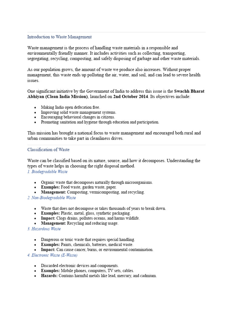 Waste Management Project | PDF | Waste | Waste Management