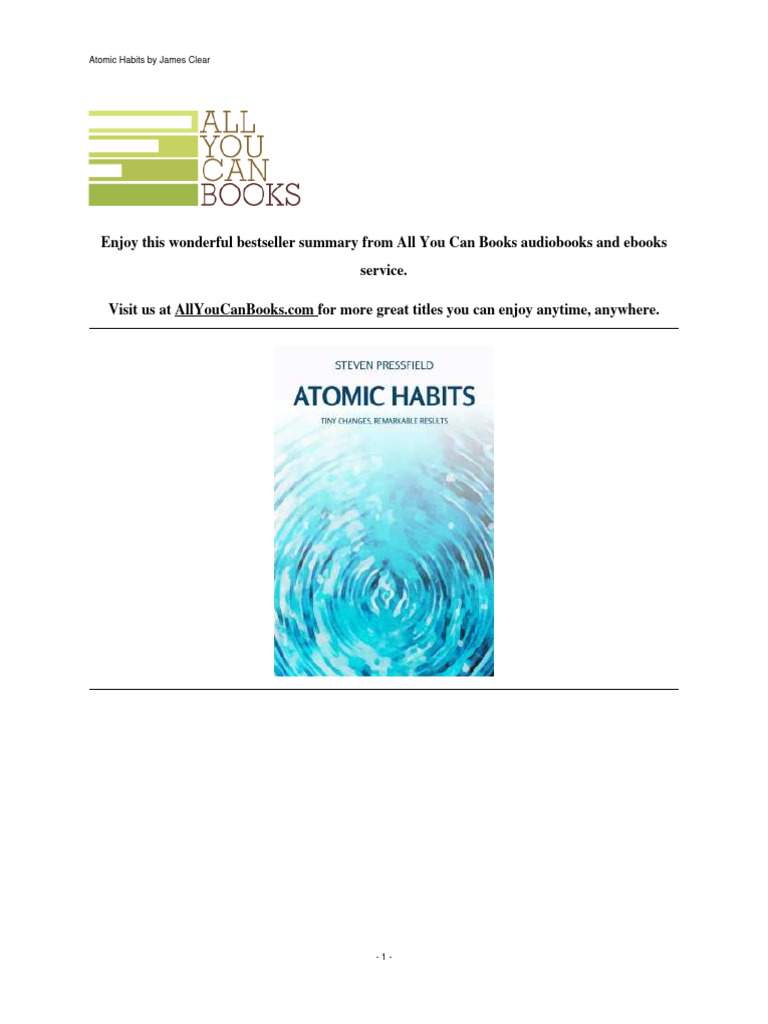 Summary of "Atomic Habits" by James Clear | PDF | Habits | Motivation
