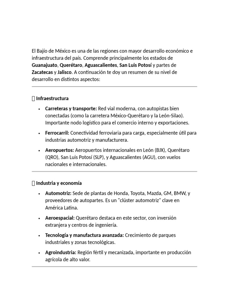 Bajio | PDF | Infraestructura | Economias