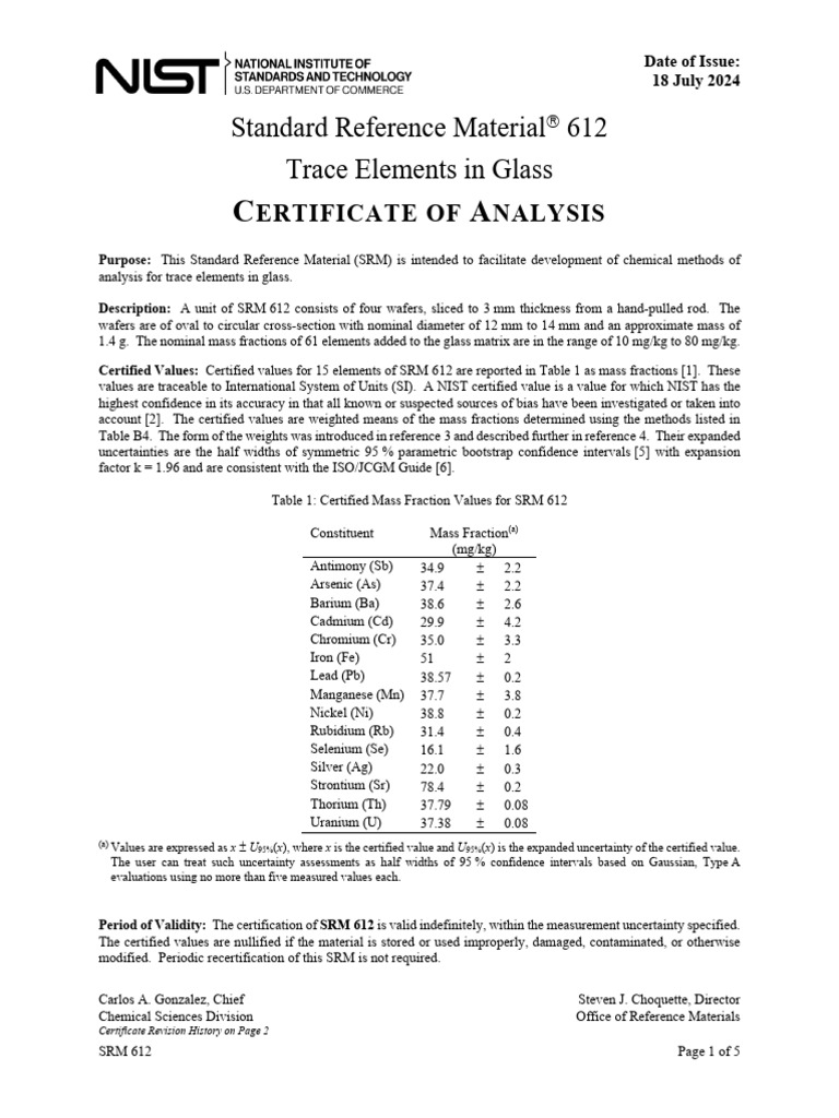 612 Trace Elements in Glass | PDF | Metals | Materials