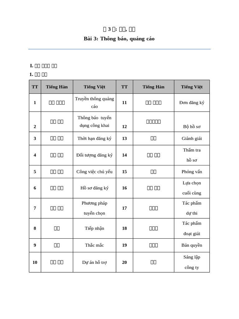 Tuan 3 - Bien Dich - 제 3 과 | PDF