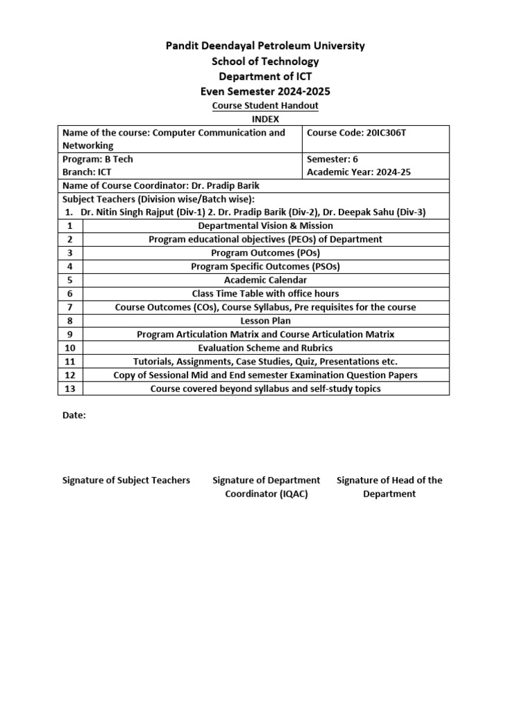Handout-Computer Communication and Networking - Sem6 - Theory - Jan-June2025 | PDF | Internet ...