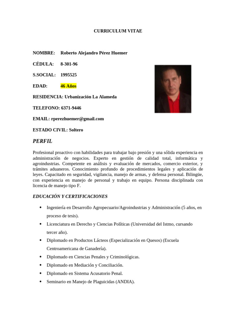 Curriculum Vitae - Roberto Pérez | PDF