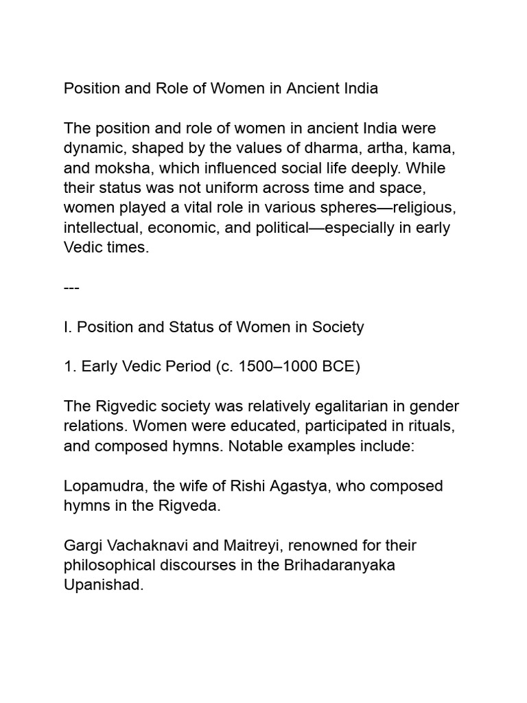 Women’s Roles in Ancient India | PDF | Vedas | Indian Religions