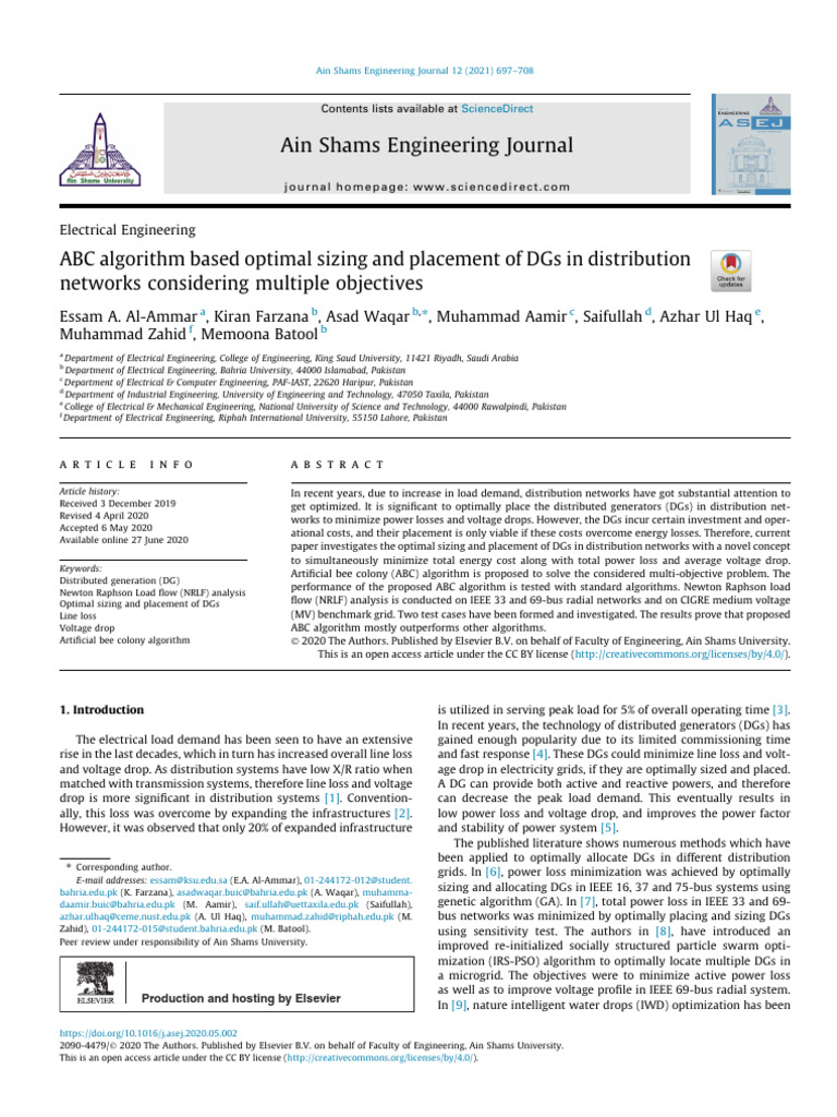 Optimal DG Sizing Using ABC Algorithm | PDF | Electric Power ...
