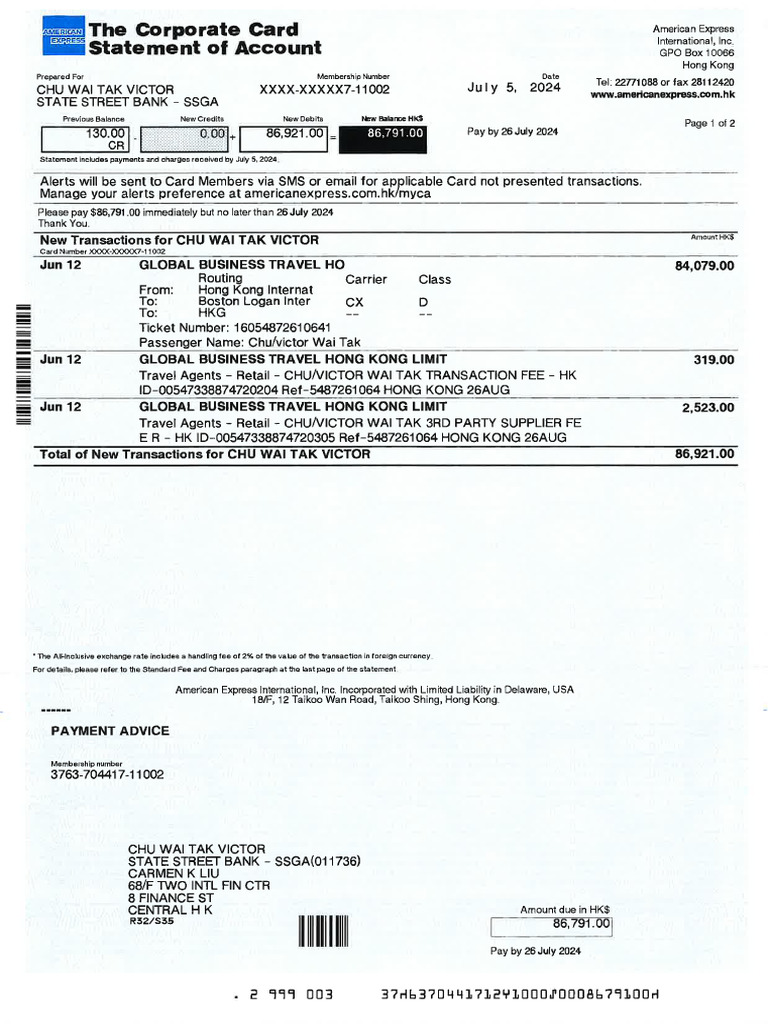 Ae Corp Card Statement - 2024.07.05 | PDF