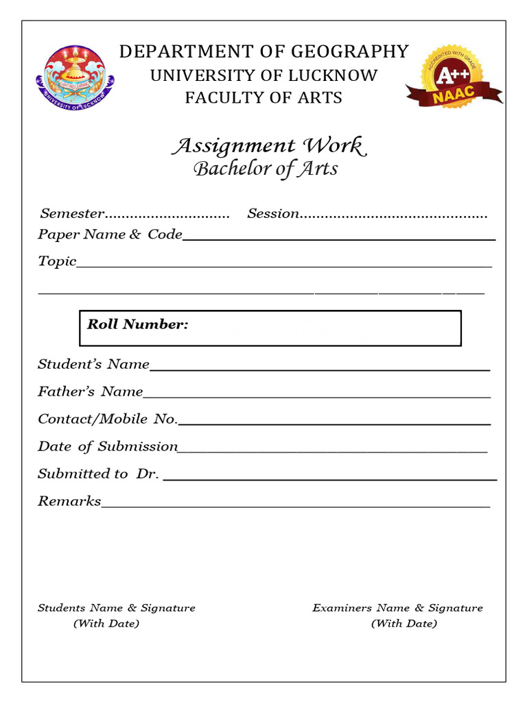 Assignment Cover Page | PDF