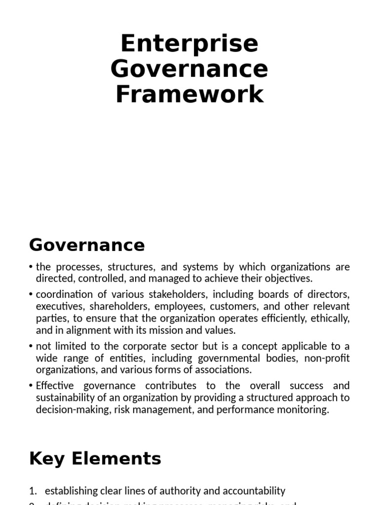 Enterprise Governance Framework Overview | PDF | Governance | Audit