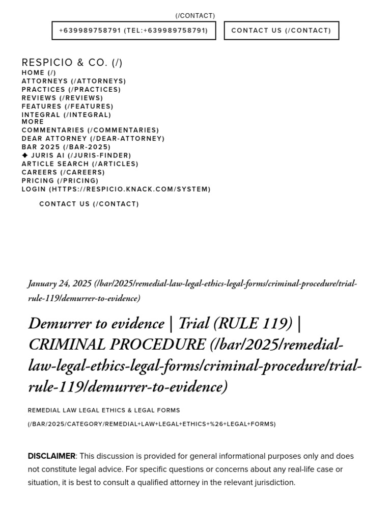 5demurrer To Evidence - Trial (Rule 119) - Criminal Procedure | PDF | Demurrer | Prosecutor