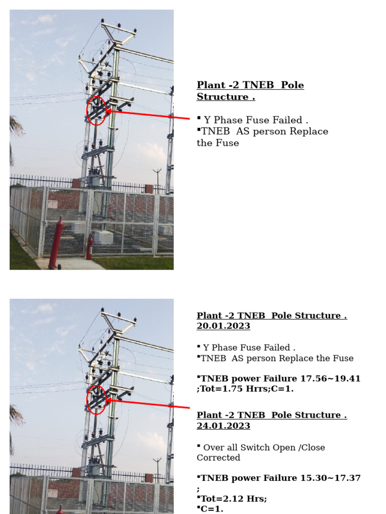 TNEB Pole Structure Power Failures | PDF | Electric Motor | Fuse ...